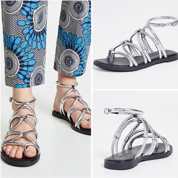 Rebecca Minkoff | Shoes | Rebecca Metallic Strappy Silver And Black ...